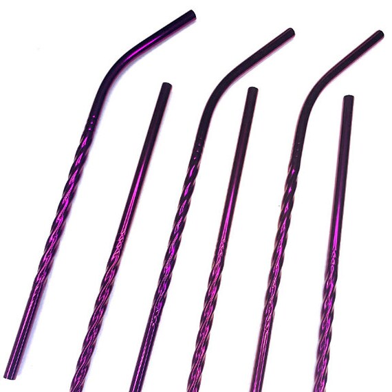 Purple Twist Straw Set Eco Friendly Products Metal Straws | Etsy