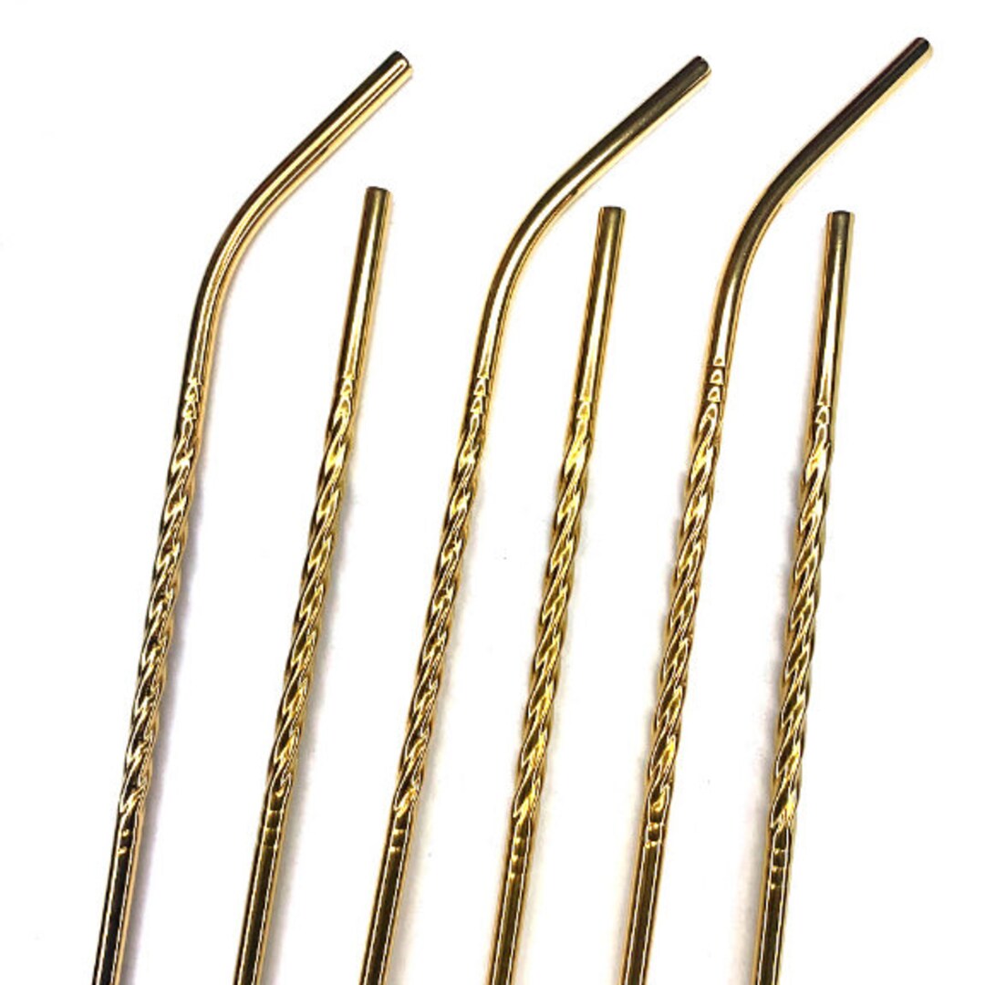 Gold Twist Straw Set, Reusable Straws, Metal Straws, Eco Friendly ...