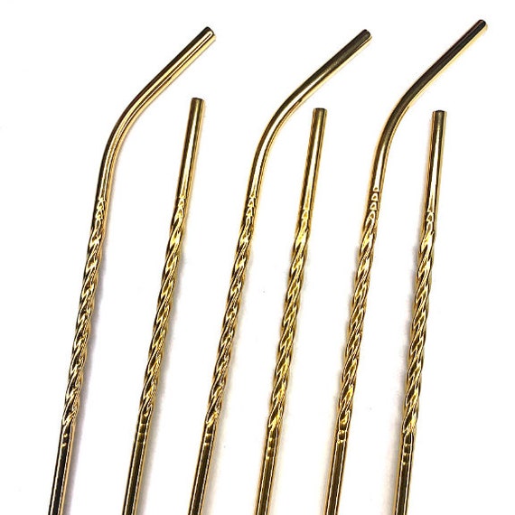 Gold Twist Straw Set Reusable Straws Metal Straws Eco - Etsy