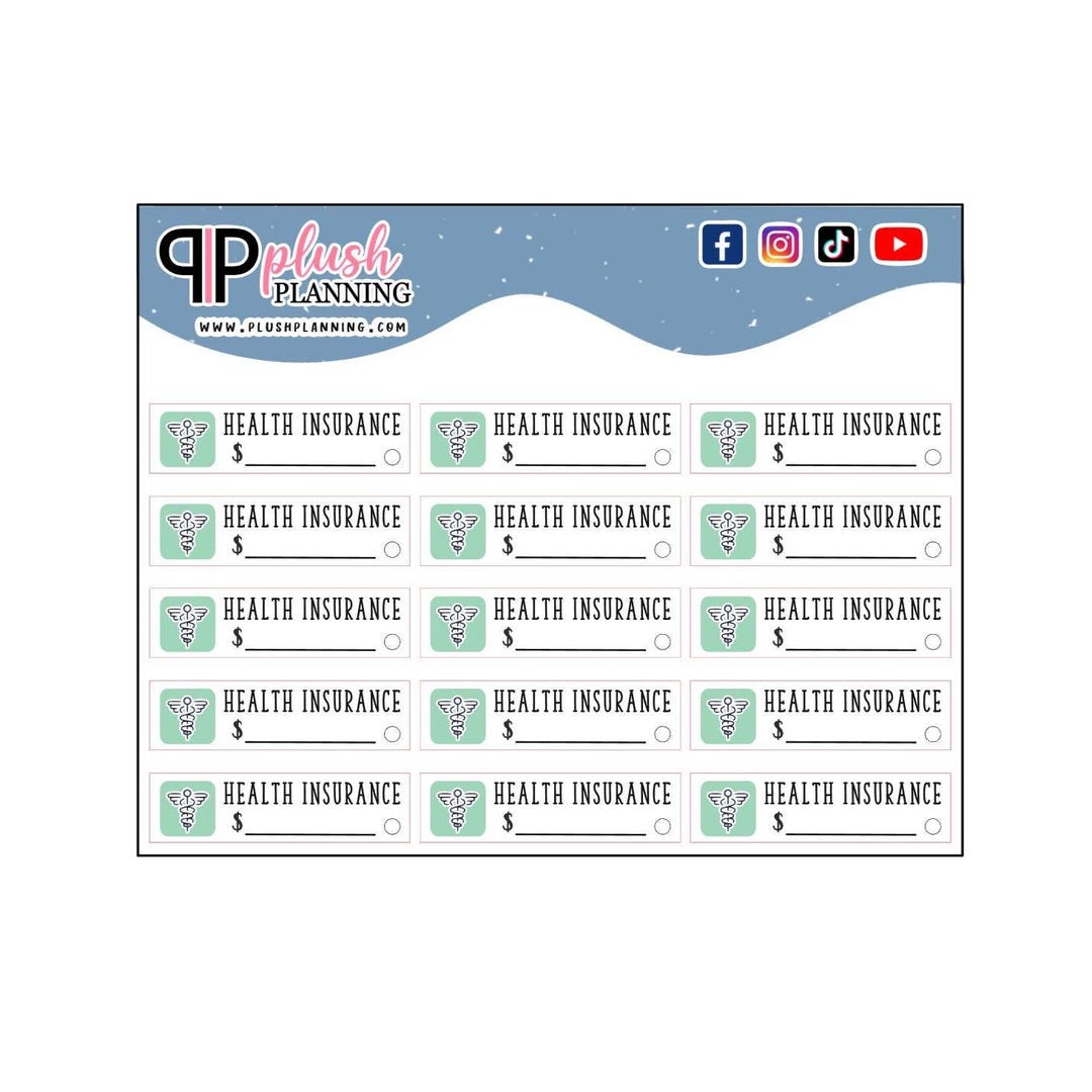 Health Insurance Stickers With Icon and Checklist Planner Stickers ...