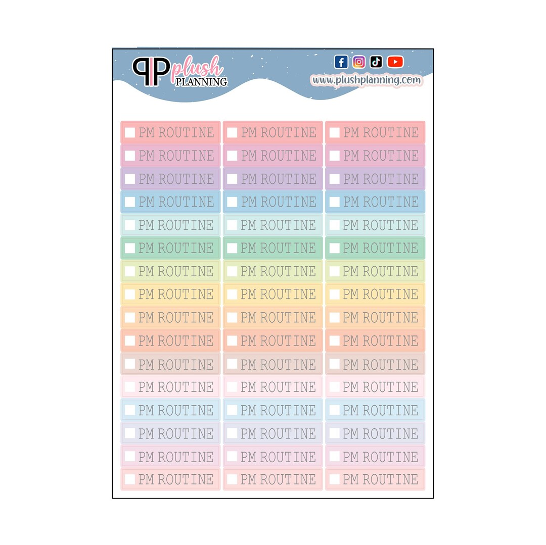 PM Routine Checklist Tracker Planner Stickers, Functional Stickers, Daily PM Routines, Weekly PM ...