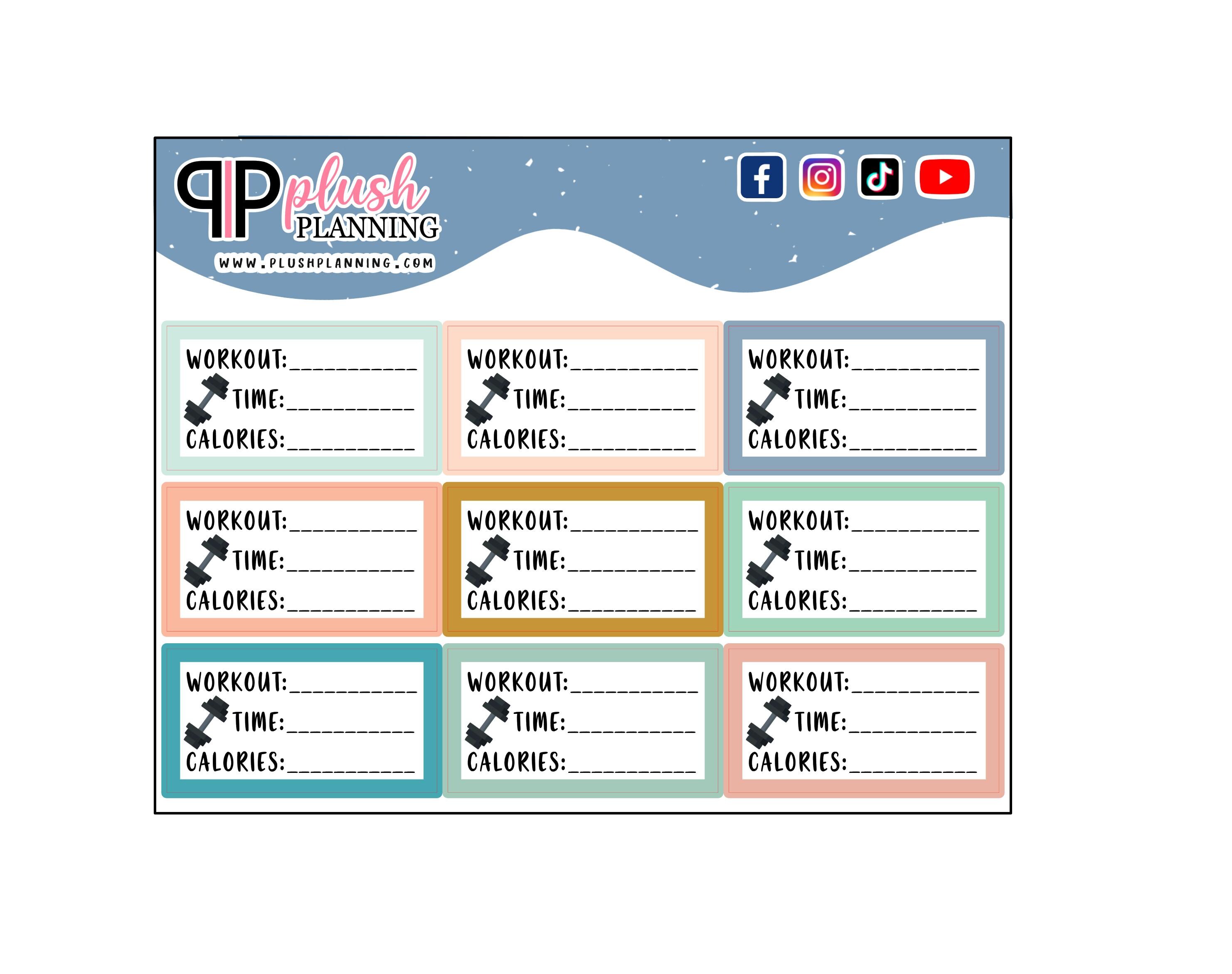 Workout Tracking Half Box Planner Stickers, Functional Planner Stickers ...