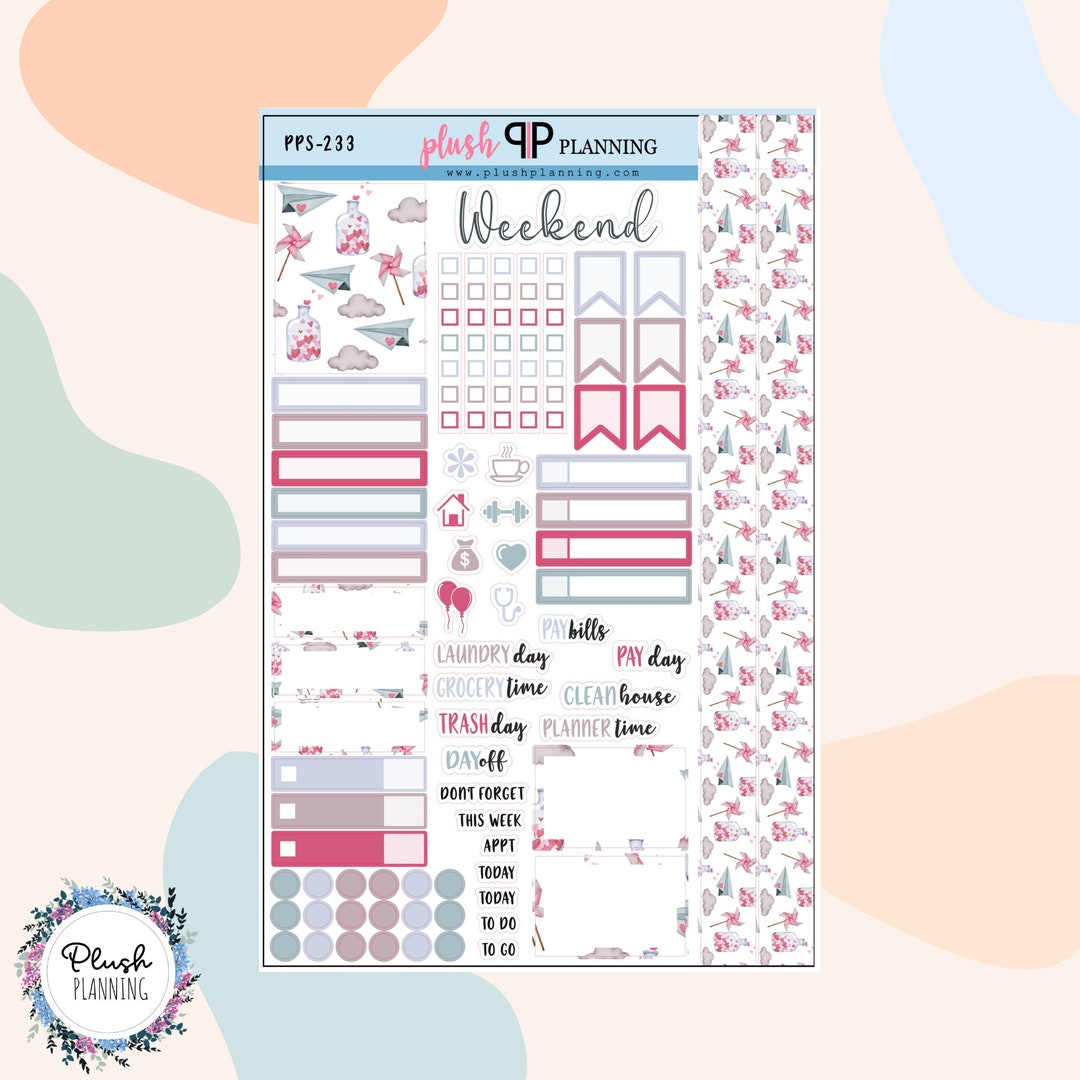 Valentine's Day Design 2 Sampler Planner Stickers, Hearts Pattern ...