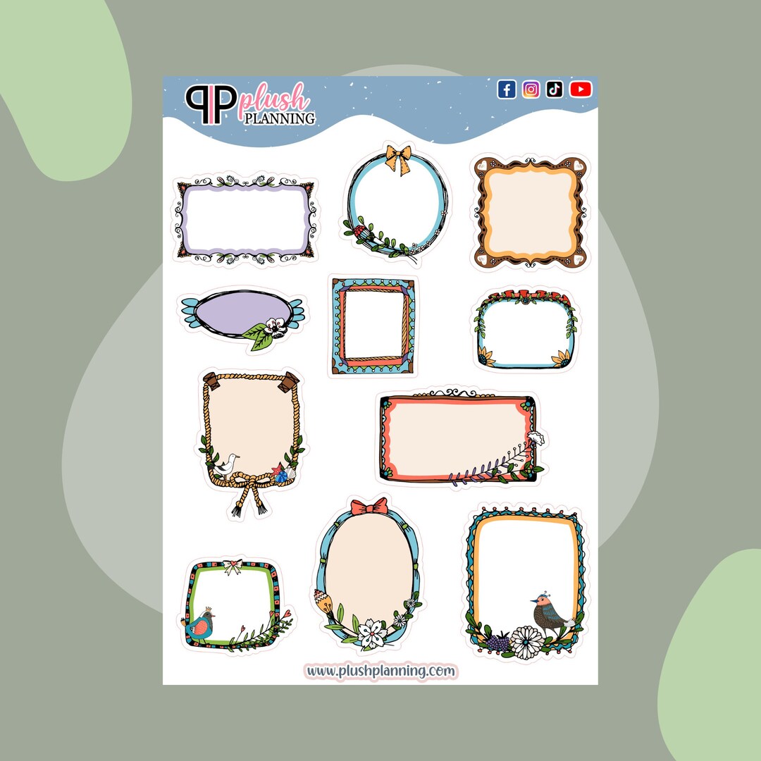 Writable Deco Frame Set Doodle, Scrapbooking Stickers, Doodles Stickers ...