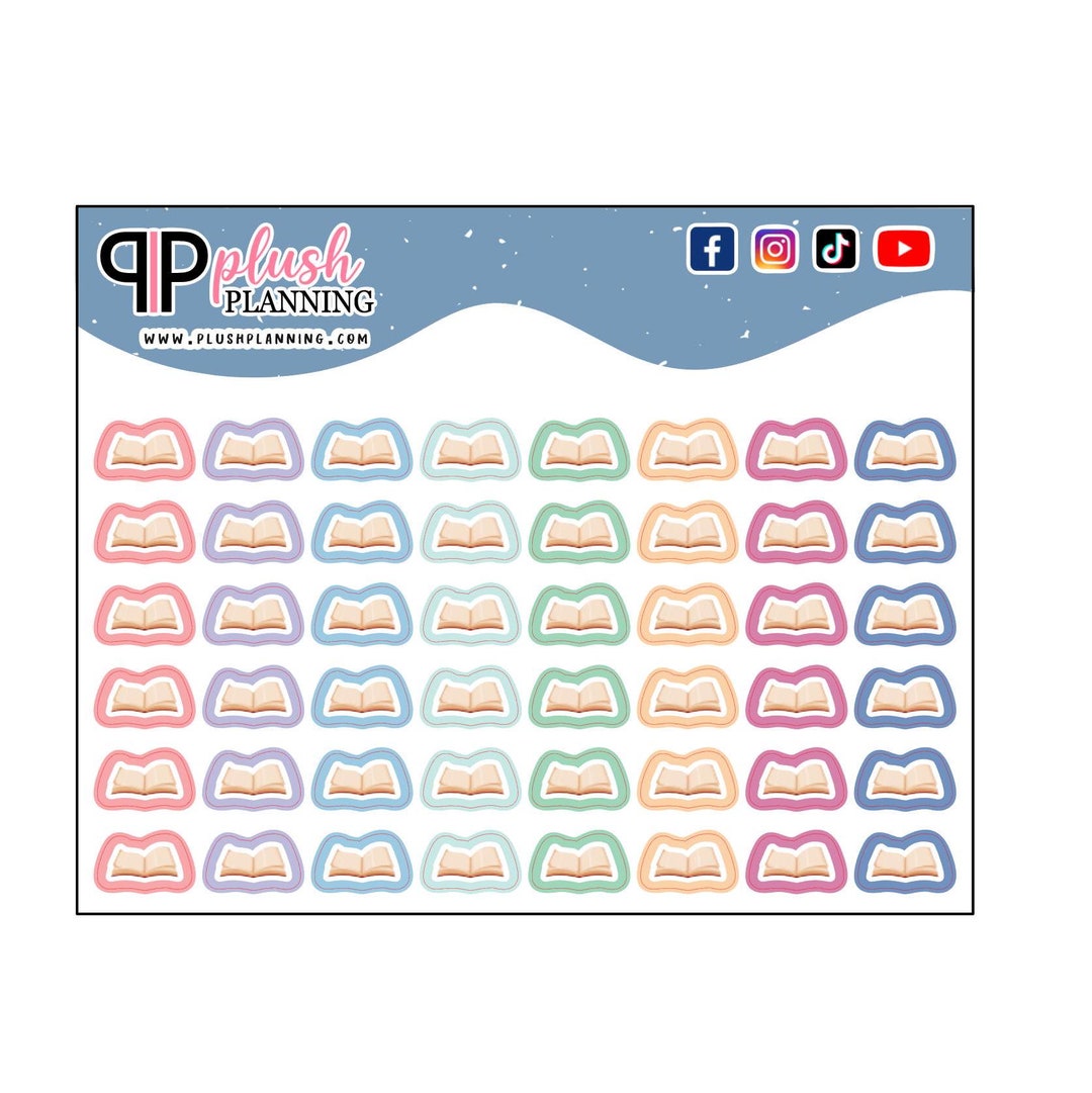 Open Book Icon Planner Stickers, Reading Tracker, 48 Matte Stickers - Etsy