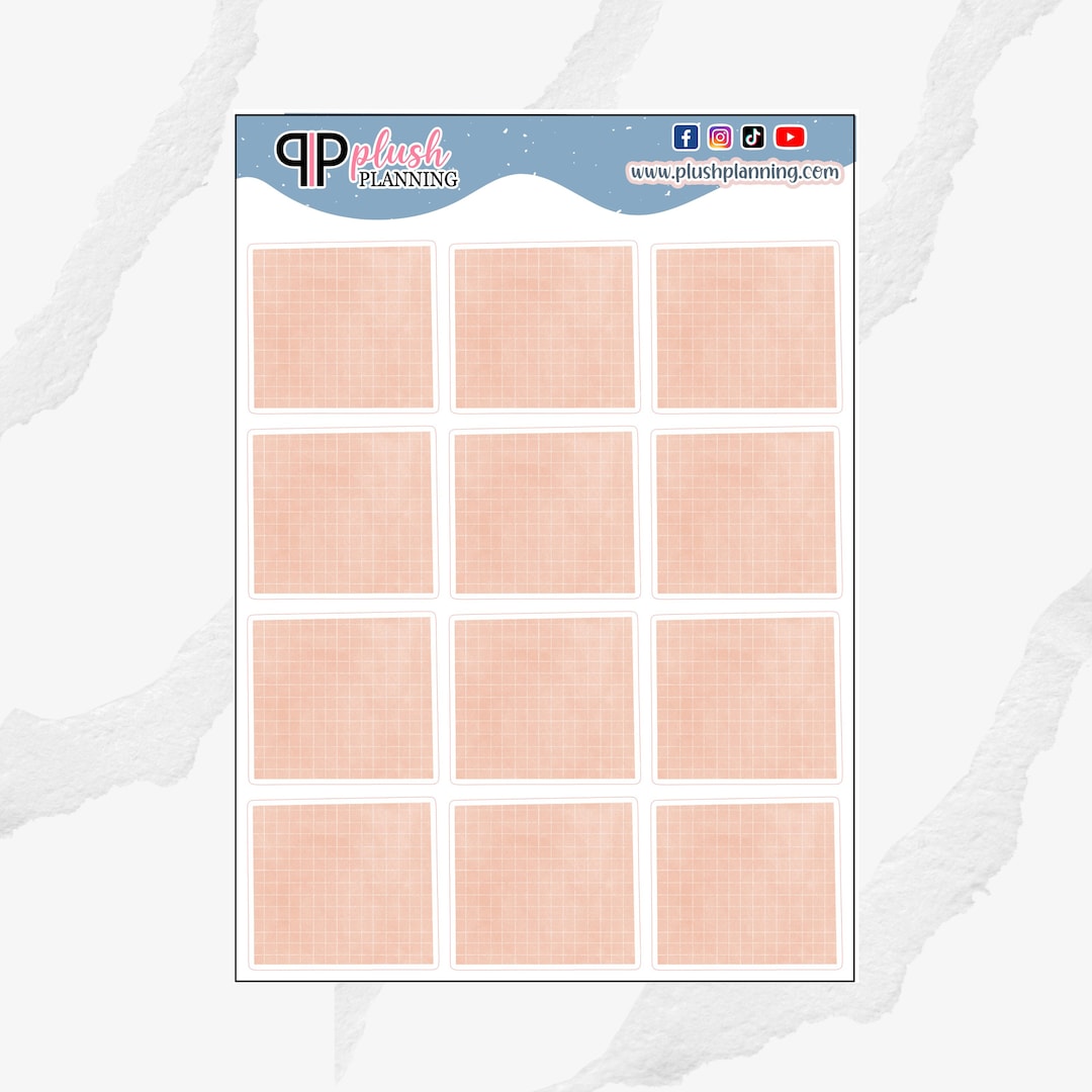 Peach Grid Lines Notes Clip Art Scrapbooking Planner Stickers ...