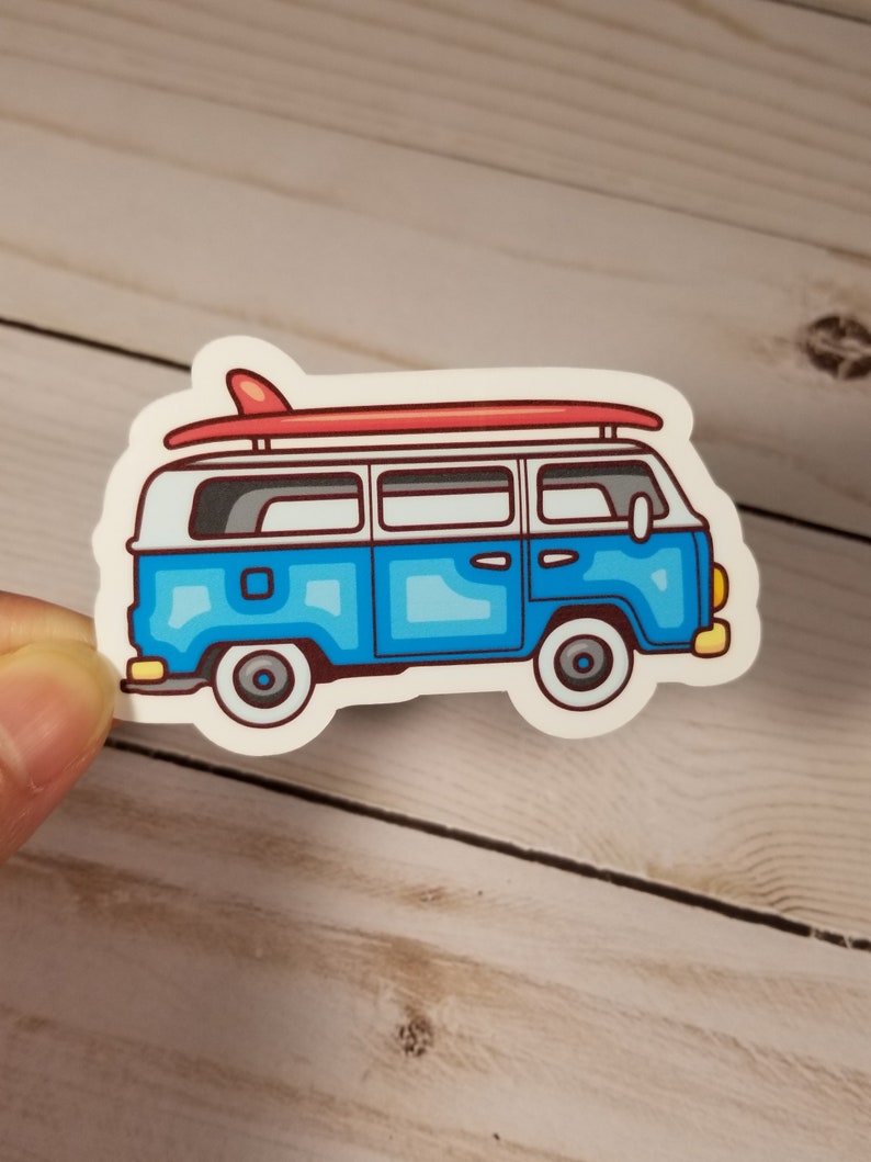 Surf's Van Blue Die Cut Weatherproof Sticker Tumbler | Etsy