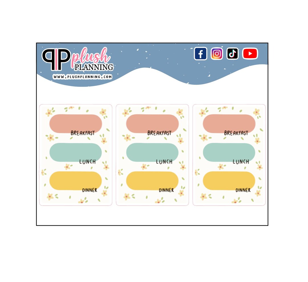 Breakfast Lunch Dinner Daily Tracker, Functional Planner Stickers - Etsy