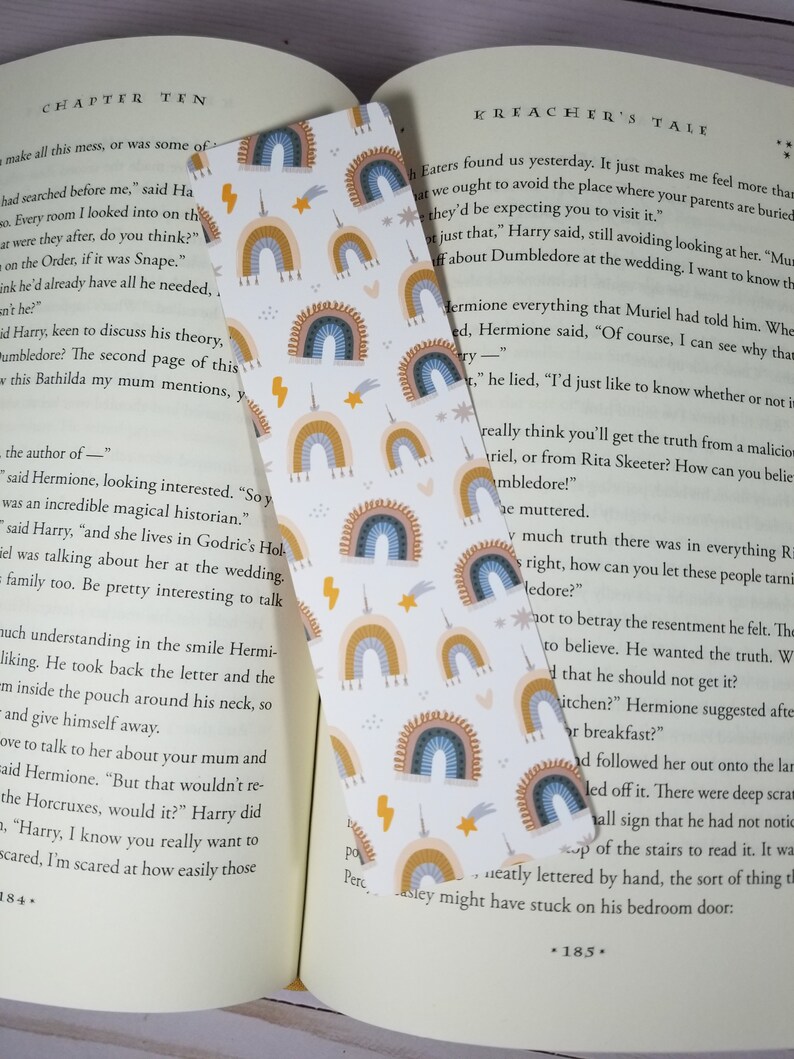 Boho Rainbow Bookmark Rounded Corners | Etsy