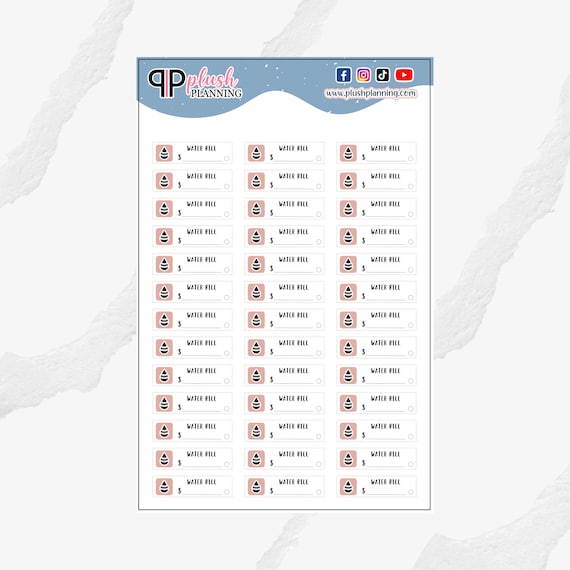 Water Bill Stickers With Icon and Checklist Planner Stickers - Etsy
