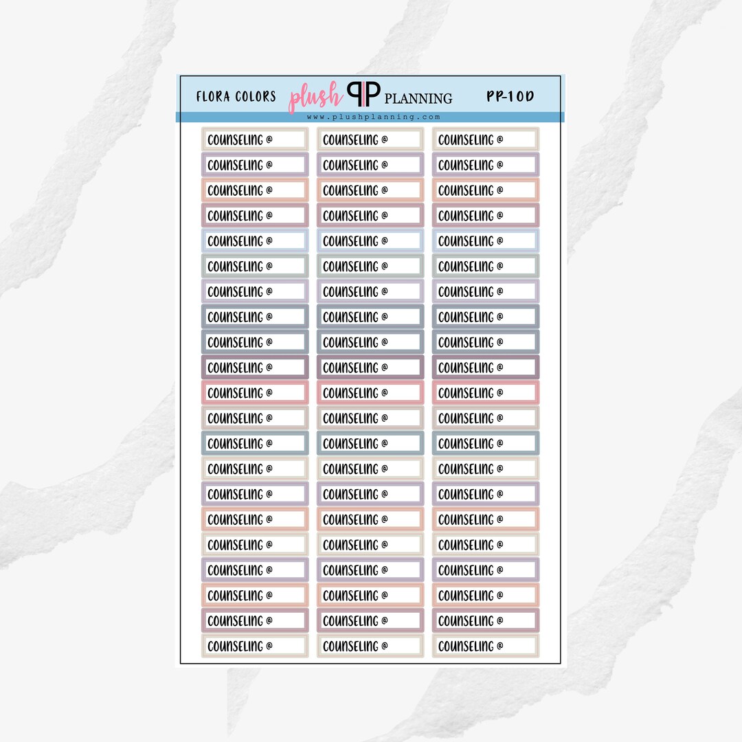 Counseling Label Tracker Planner Stickers, Flora Colors, Writable ...