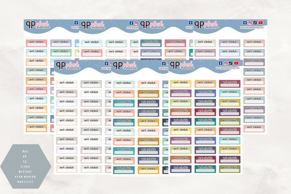 Writable Work Schedule Label Tracker Planner Stickers - Etsy