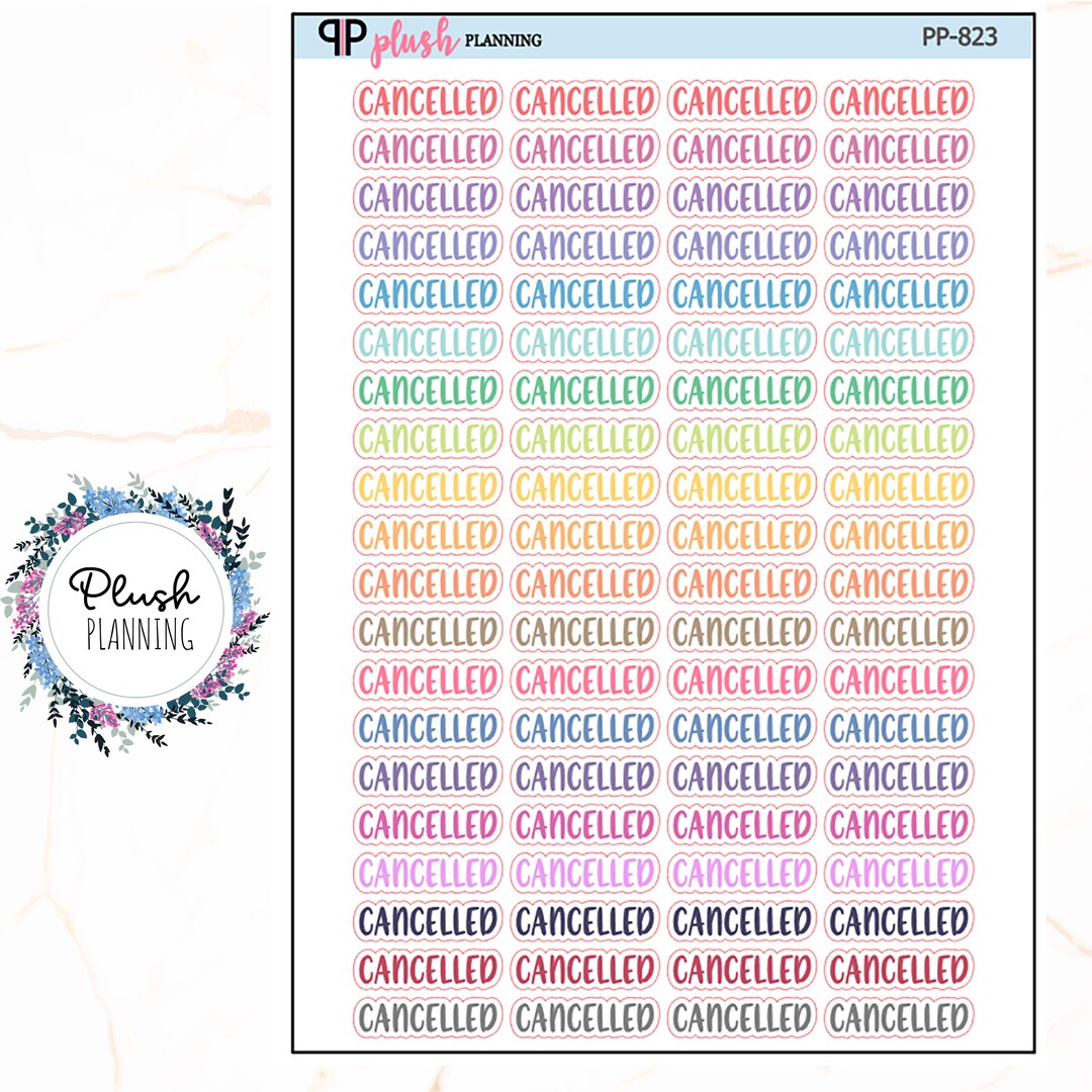 Cancelled Script Planner Stickers, Mix Colors - Etsy