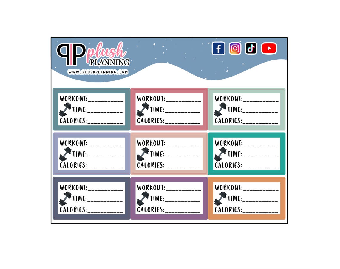 Workout Tracking Half Box Planner Stickers, Functional Planner Stickers ...