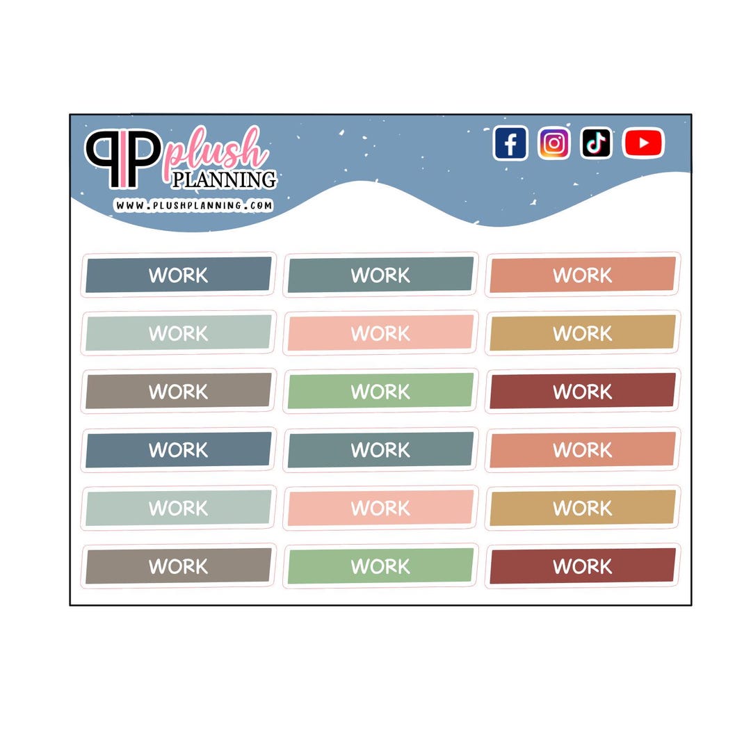 Work Script Planner Stickers, Plush Planning Colors - Etsy