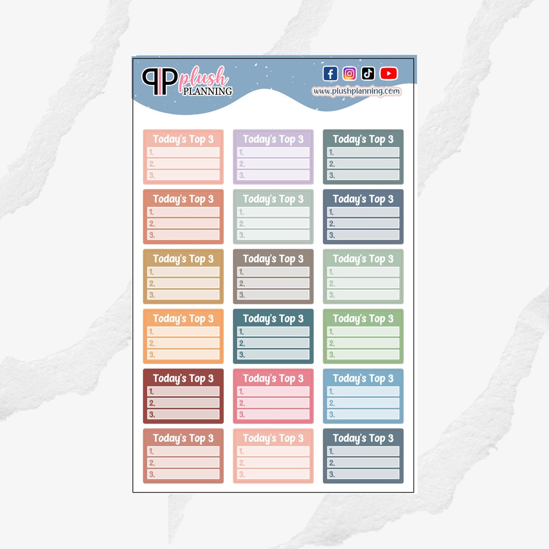 Today's Top 3 Planner Stickers, Daily Tracker List, Today's List ...