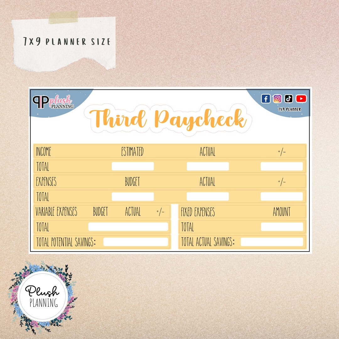 7x9 Paycheck 3, Monthly Budget Stickers, Rae Dunn Inspired Font - Etsy