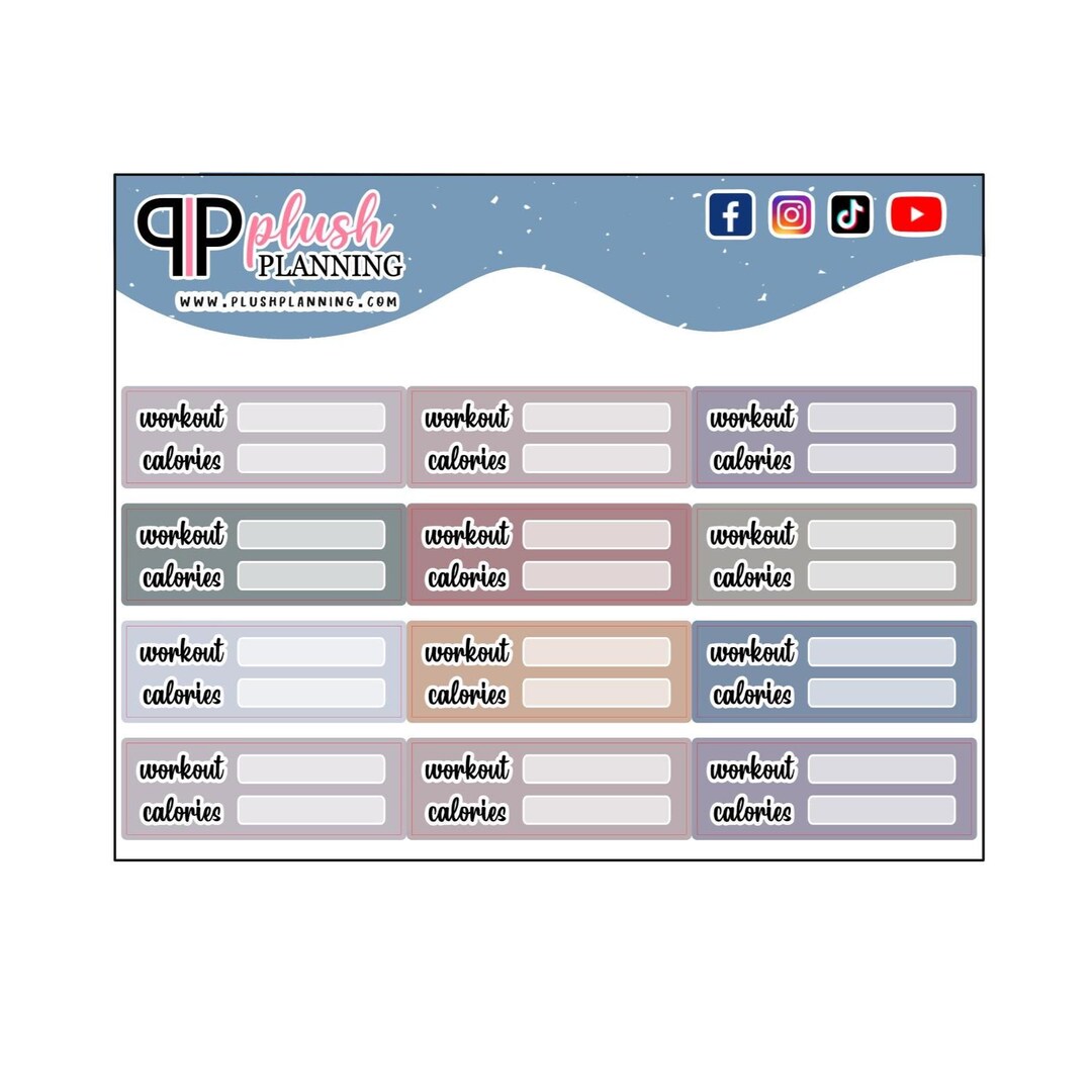 Workout Calories Tracker Planner Stickers, Fitness Tracker, Workout ...
