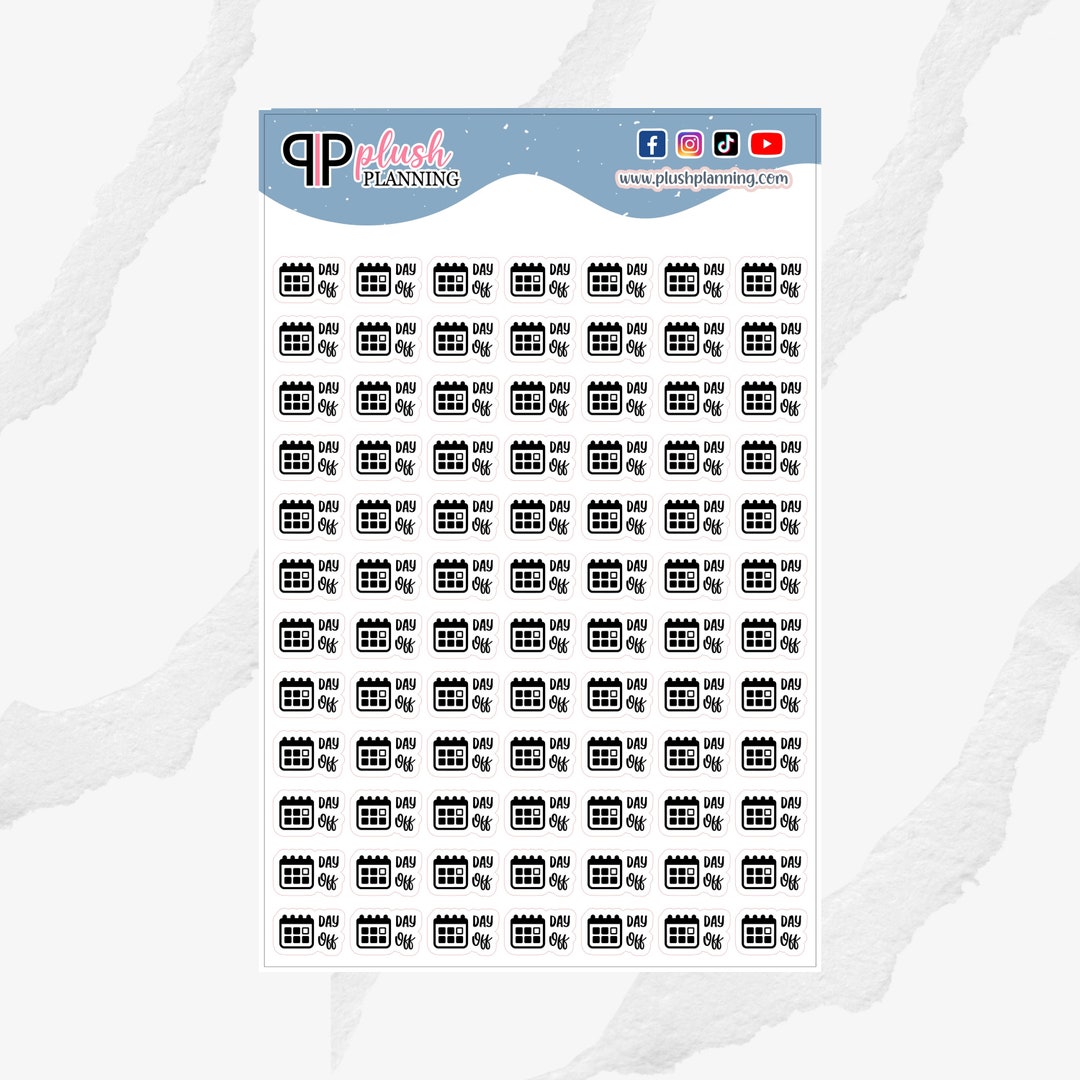 Day off Calendar Tracker Mixed Script With Icon Planner Stickers ...
