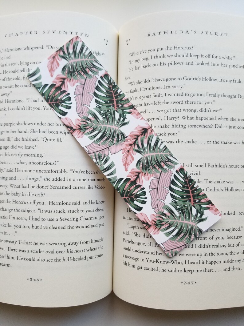 Green and Pink Plants Pattern Bookmarks Rounded Corners - Etsy