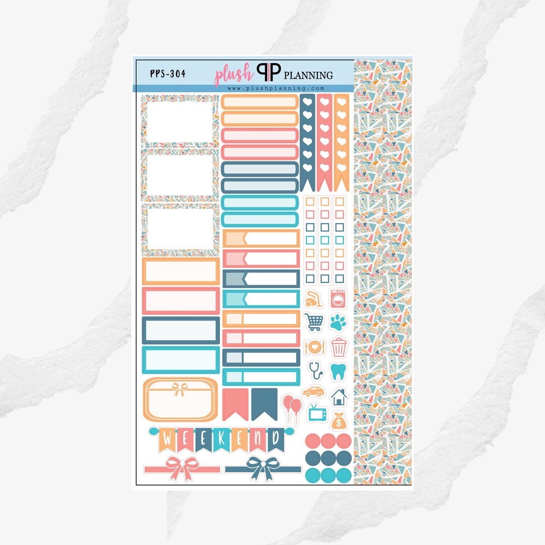 Geometric Pastel Pattern Planner Sticker Sampler, Writable Functional ...