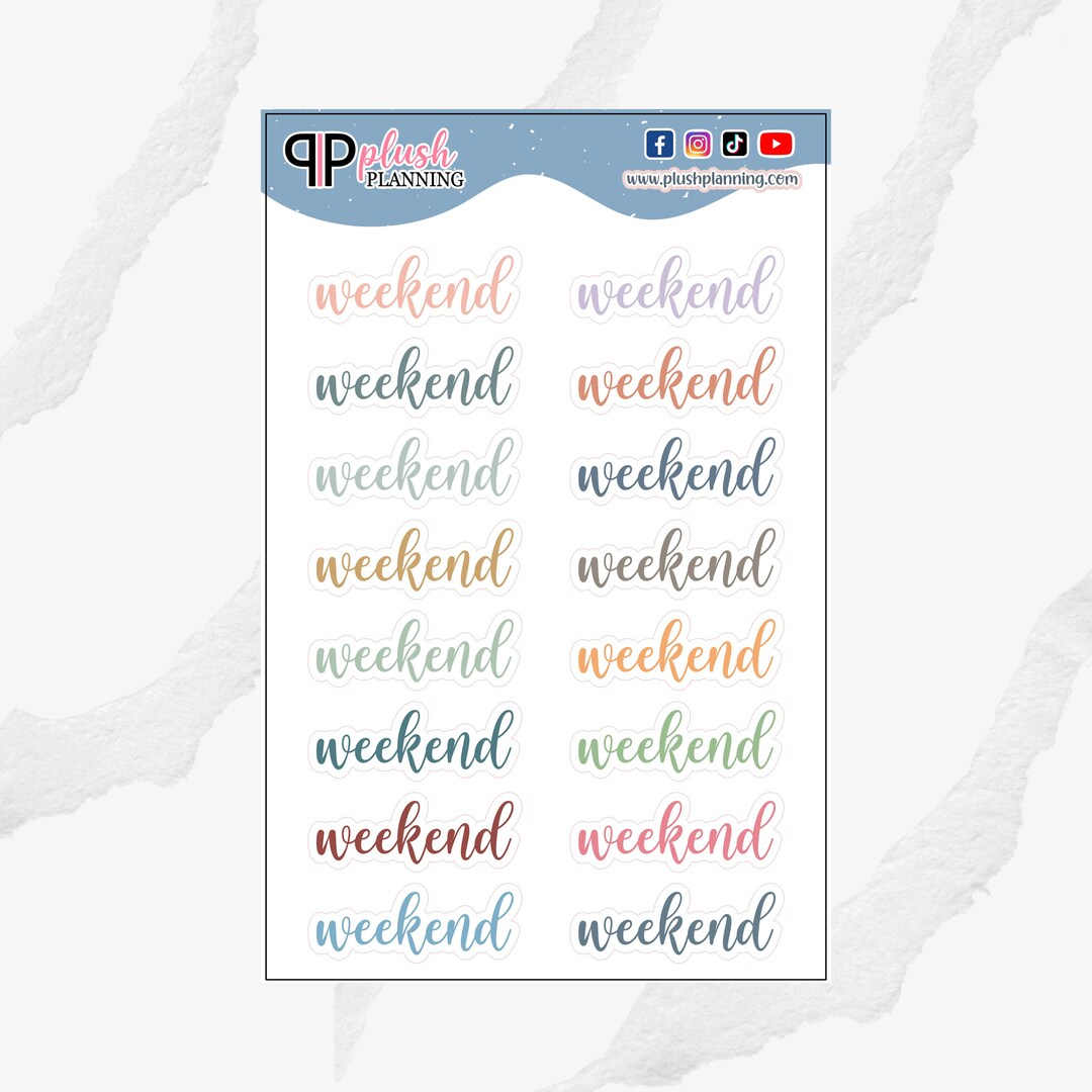 Cursive Weekend Planner Stickers, Functional Font Stickers - Etsy