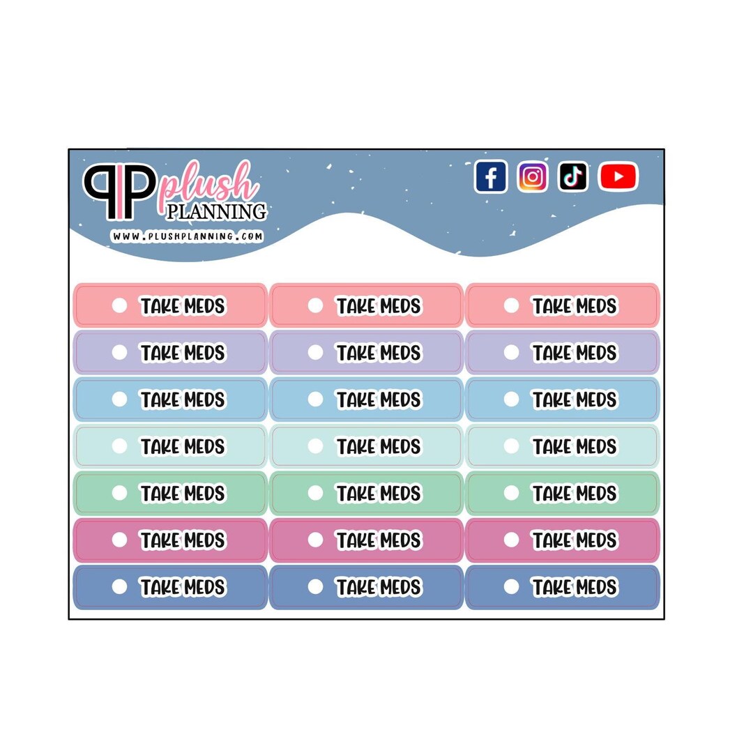 Take Meds Checklist Tracker Planner Stickers, Functional Planner ...