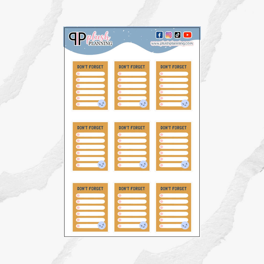 Writable Don't Forget Checklist Box Planner Stickers, Scrapbooking ...
