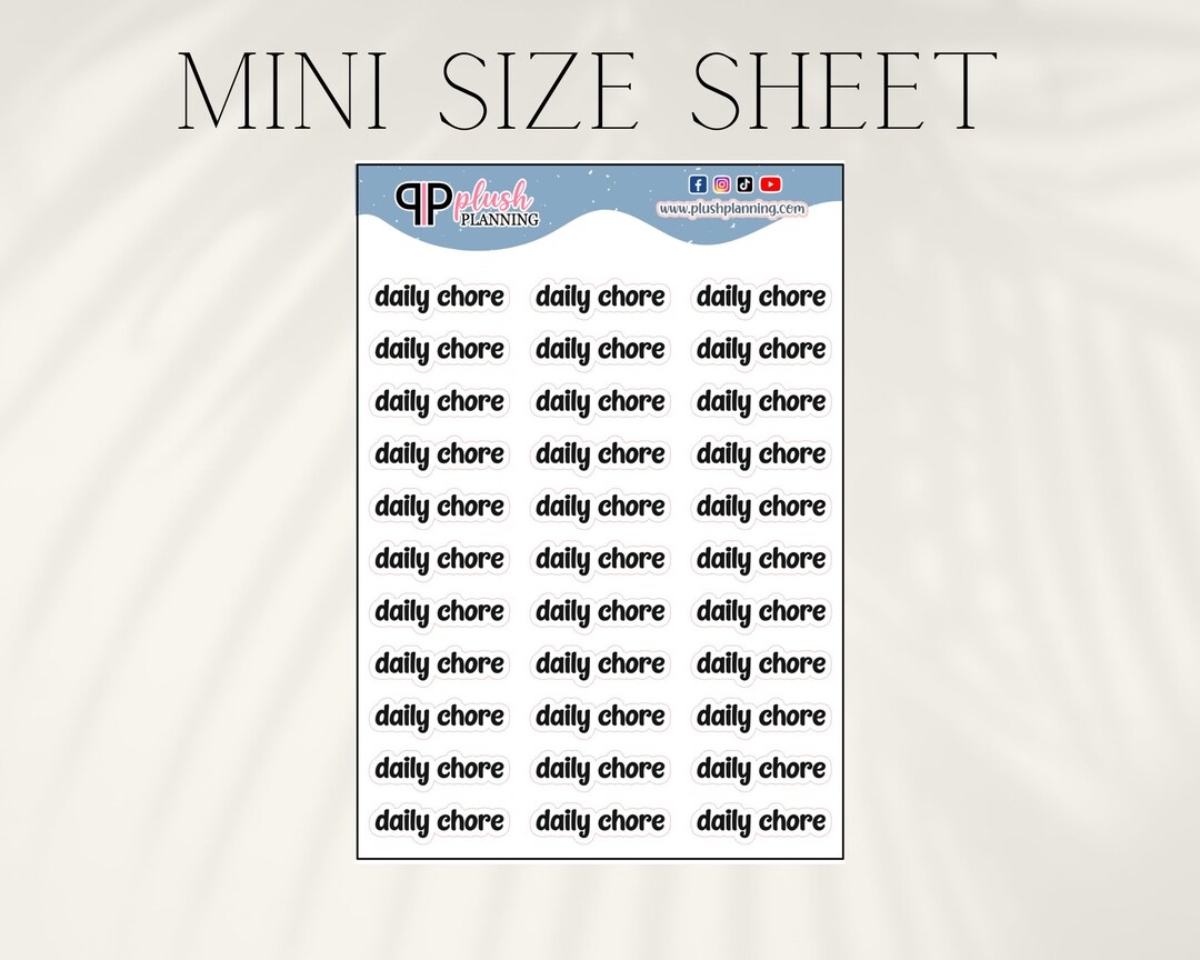 Daily Chore Script Tracker Planner Stickers Script Stickers Black Plush Planning Etsy