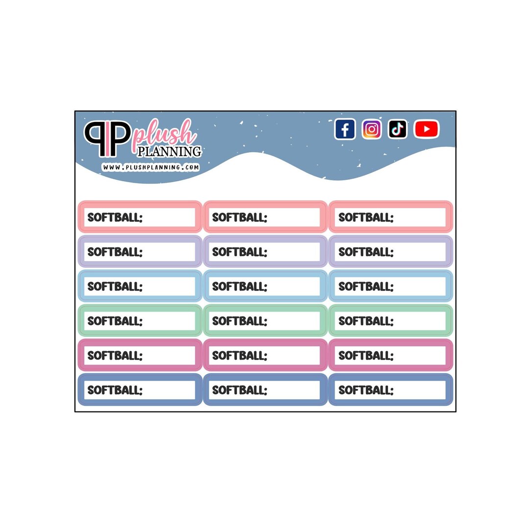 Softball Practice Script Planner Stickers, Functional Labels - Etsy