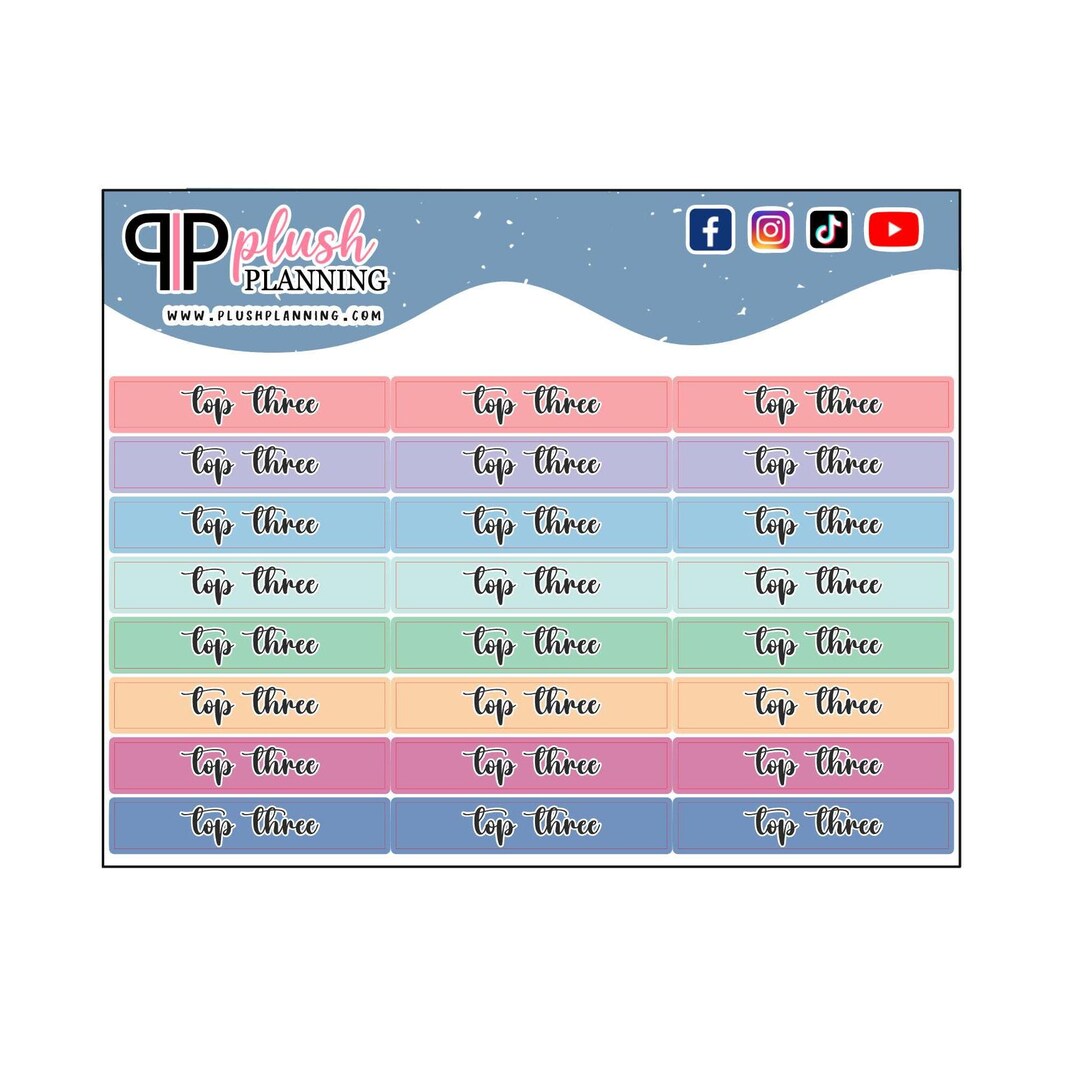 Top Three Header Tracker Planner Stickers, Functional Planner Stickers ...