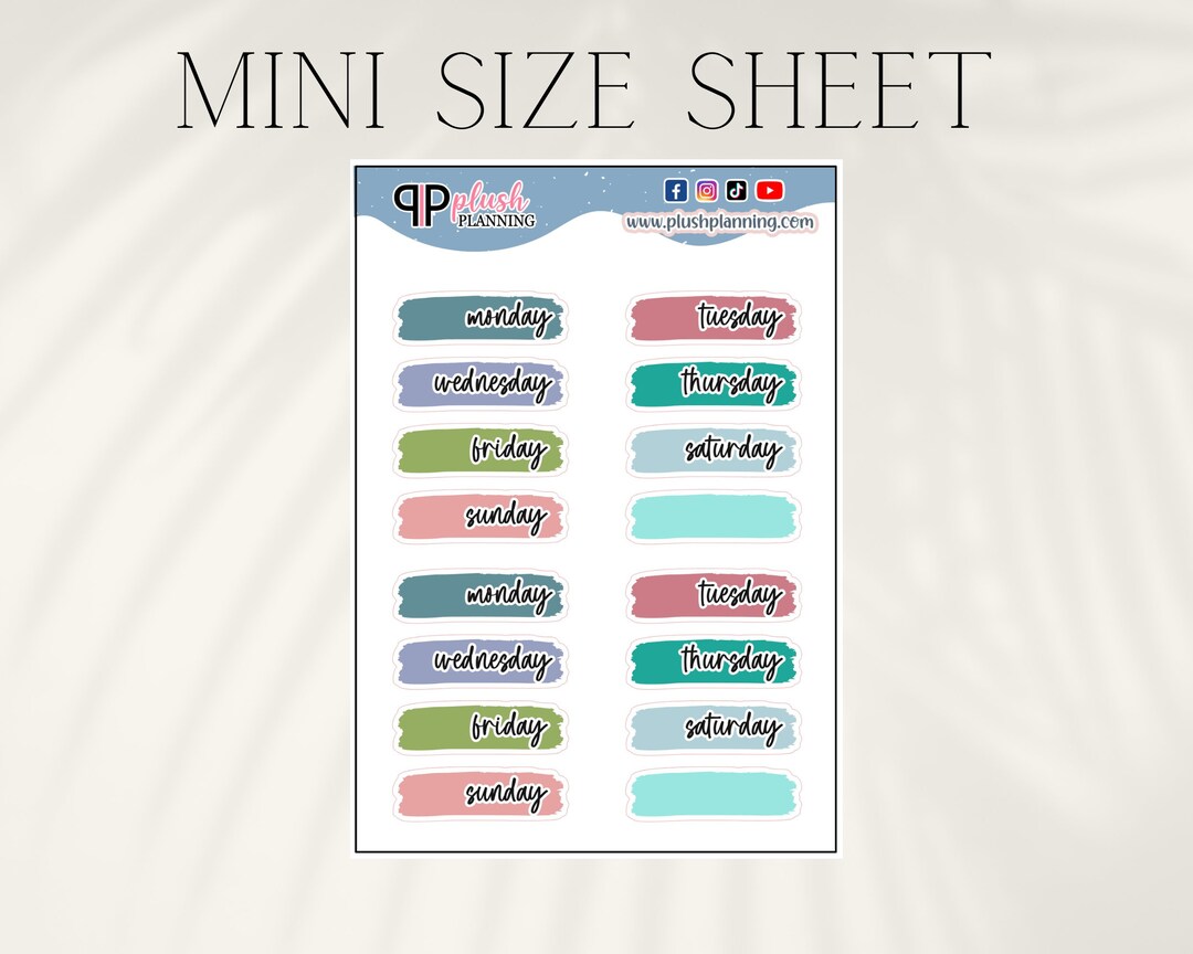 Weekly Date Covers Brush Design Planner Stickers, Functional Stickers ...