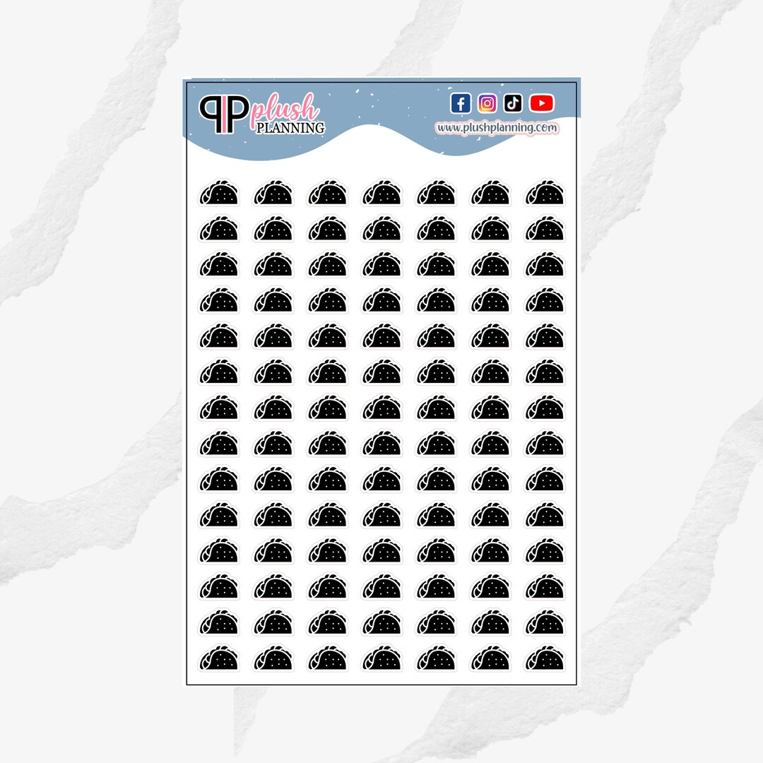 Taco Icon Tracker Planner Stickers, Taco Night, Family Taco Dinner ...