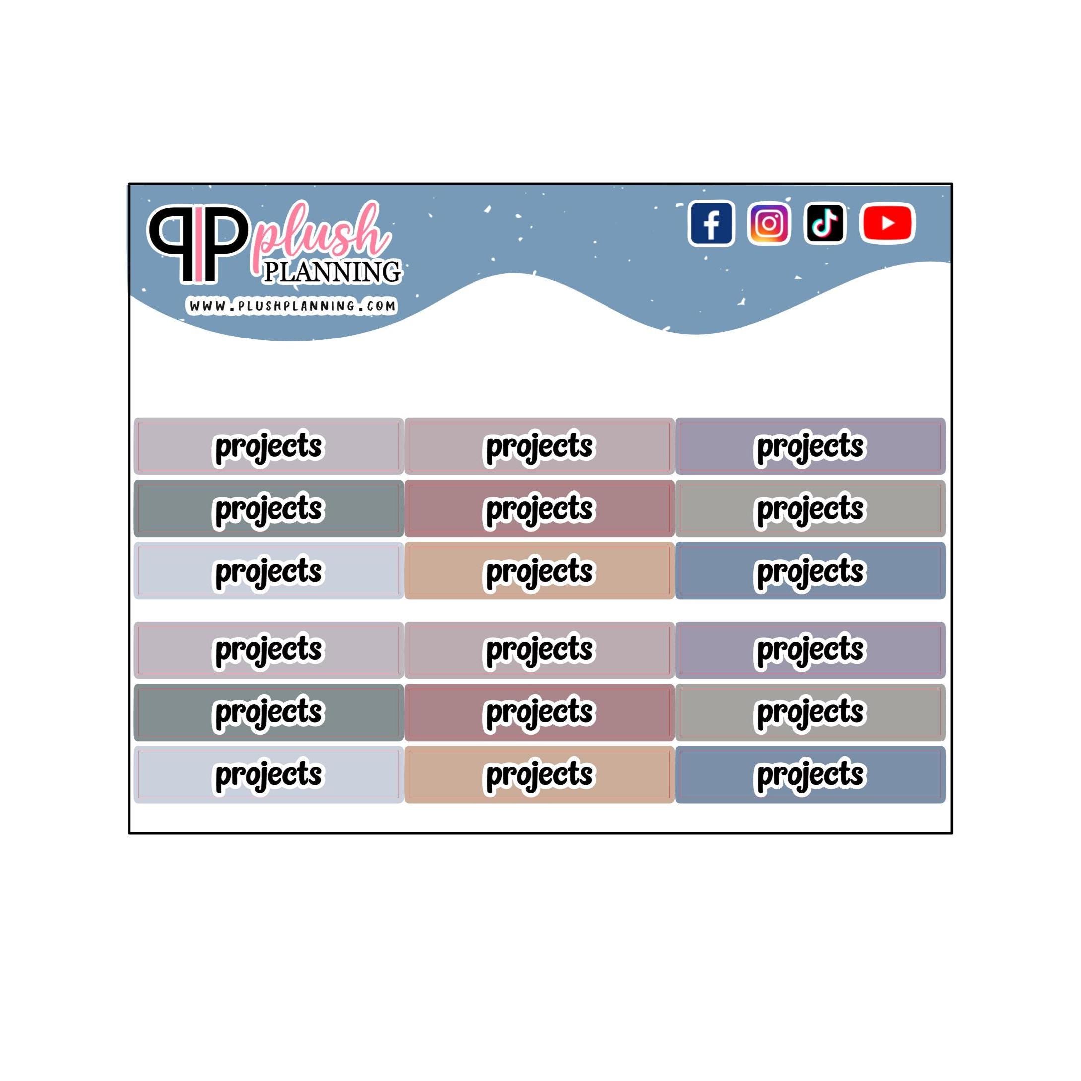 Projects Label Planner Stickers, Dreamy Colors (18 Stickers) - Etsy