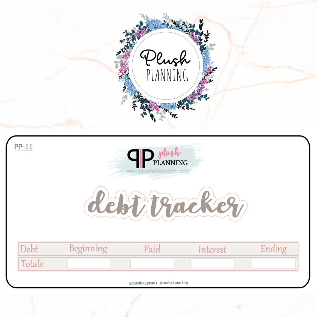 Debt Tracker Stickers 7x9 or 8.5x11 Deluxe Erin Condren Planner Budget ...
