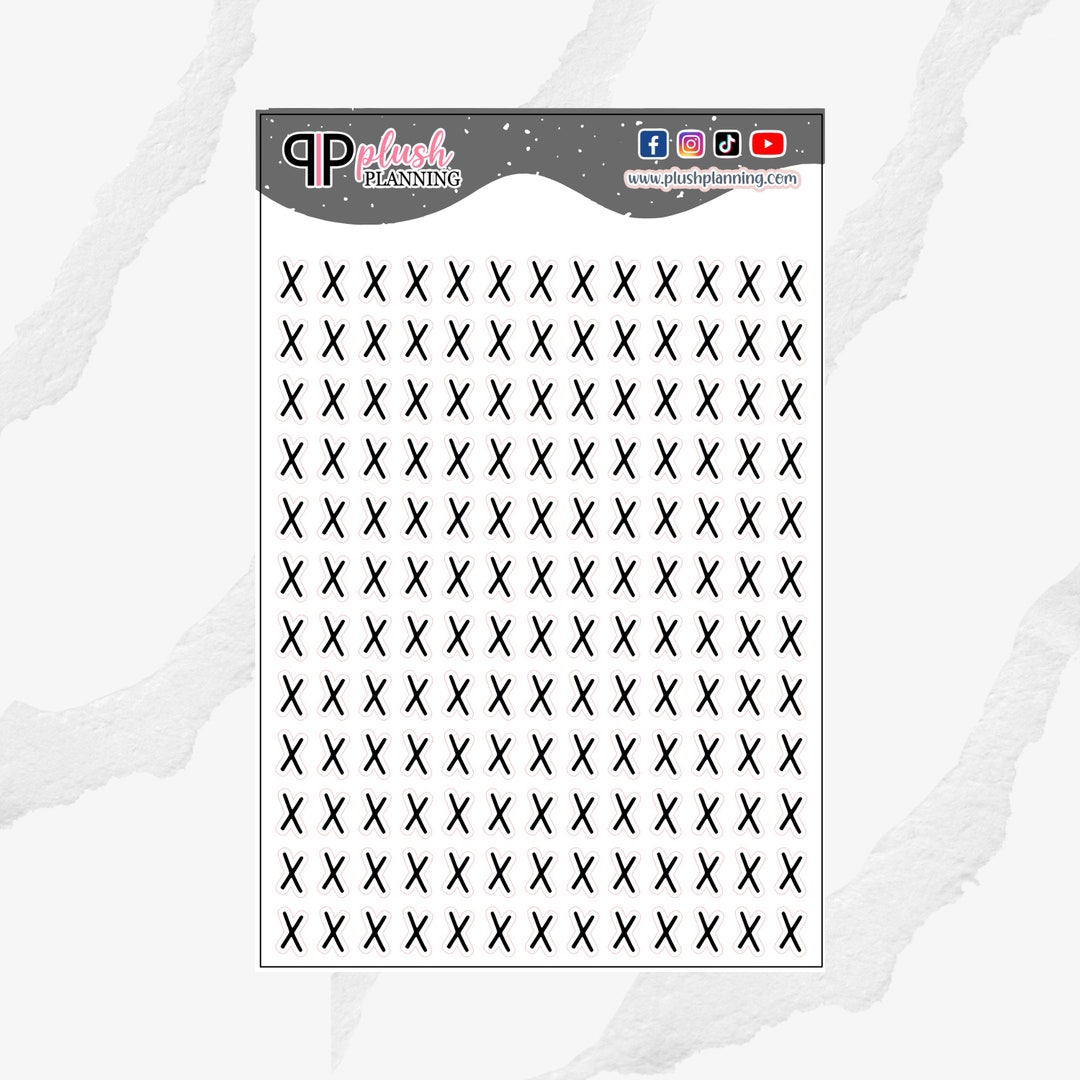 X Mark Tracker Planner Stickers, Cancellation X Mark, X Mark Tracker ...