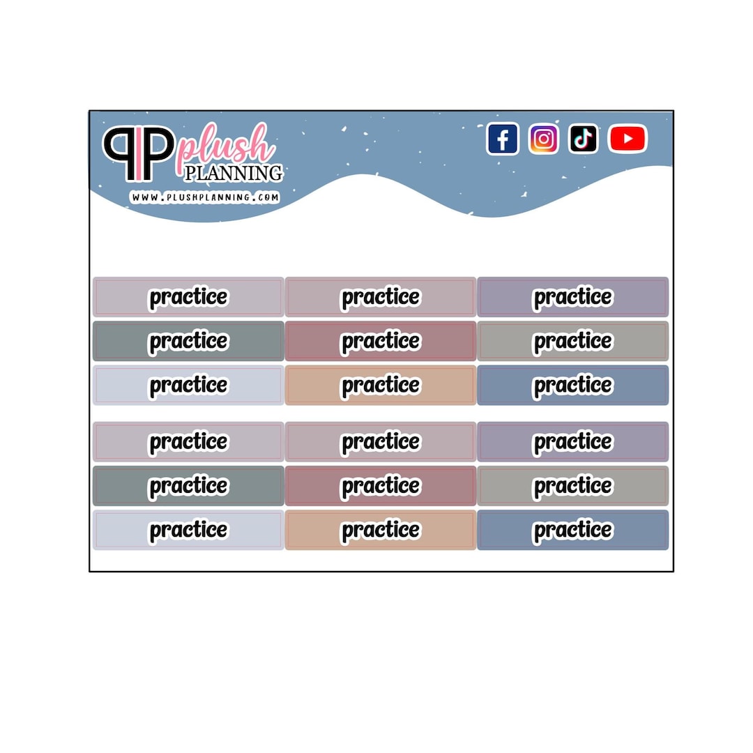 Practice Label Header Tracker Planner Stickers, Functional Planner ...