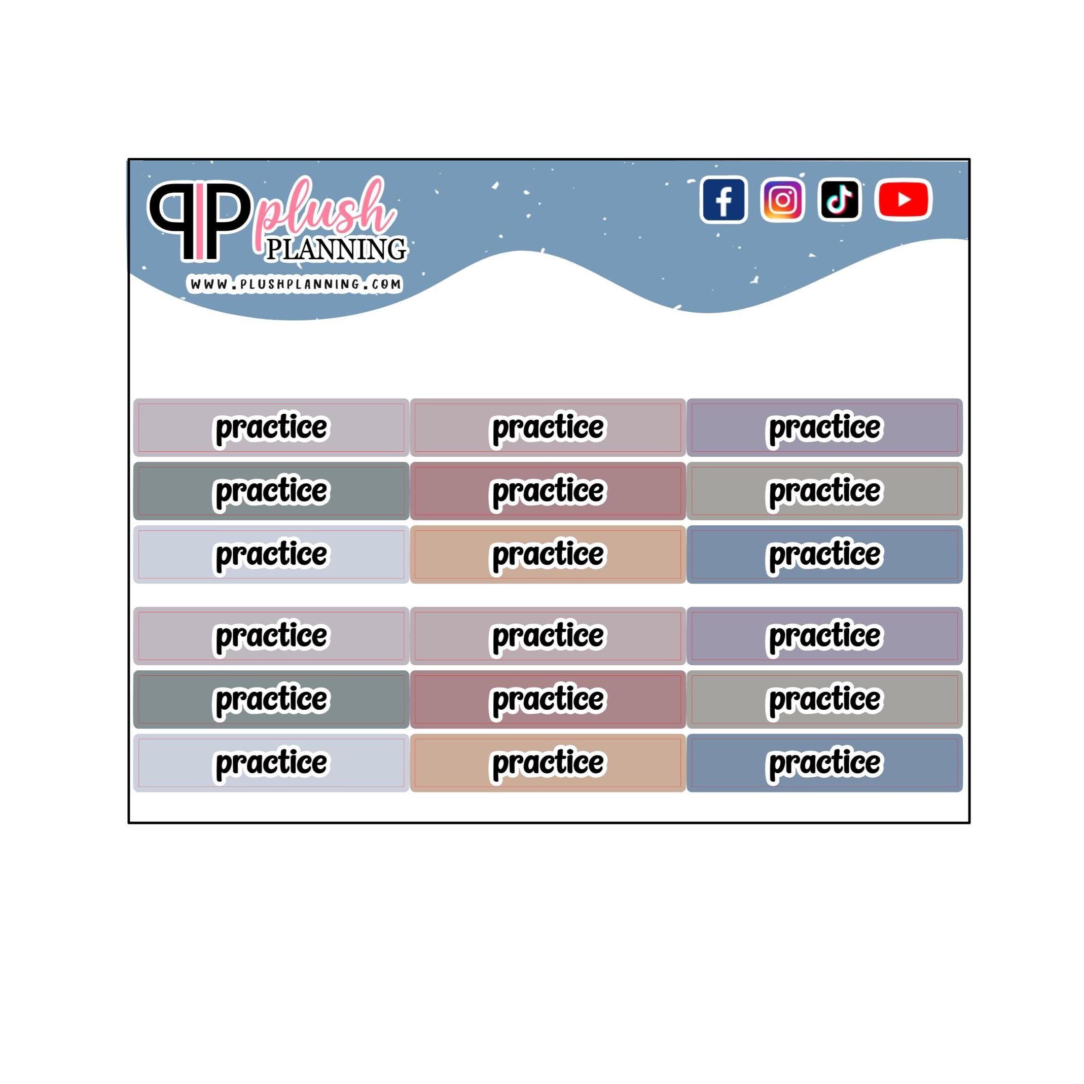 Practice Label Header Tracker Planner Stickers, Functional Planner ...