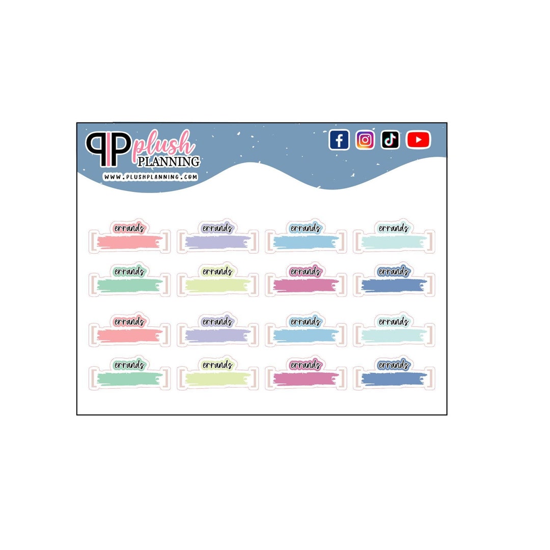 Errands Script Bracket Watercolor Brush Design Planner Stickers ...