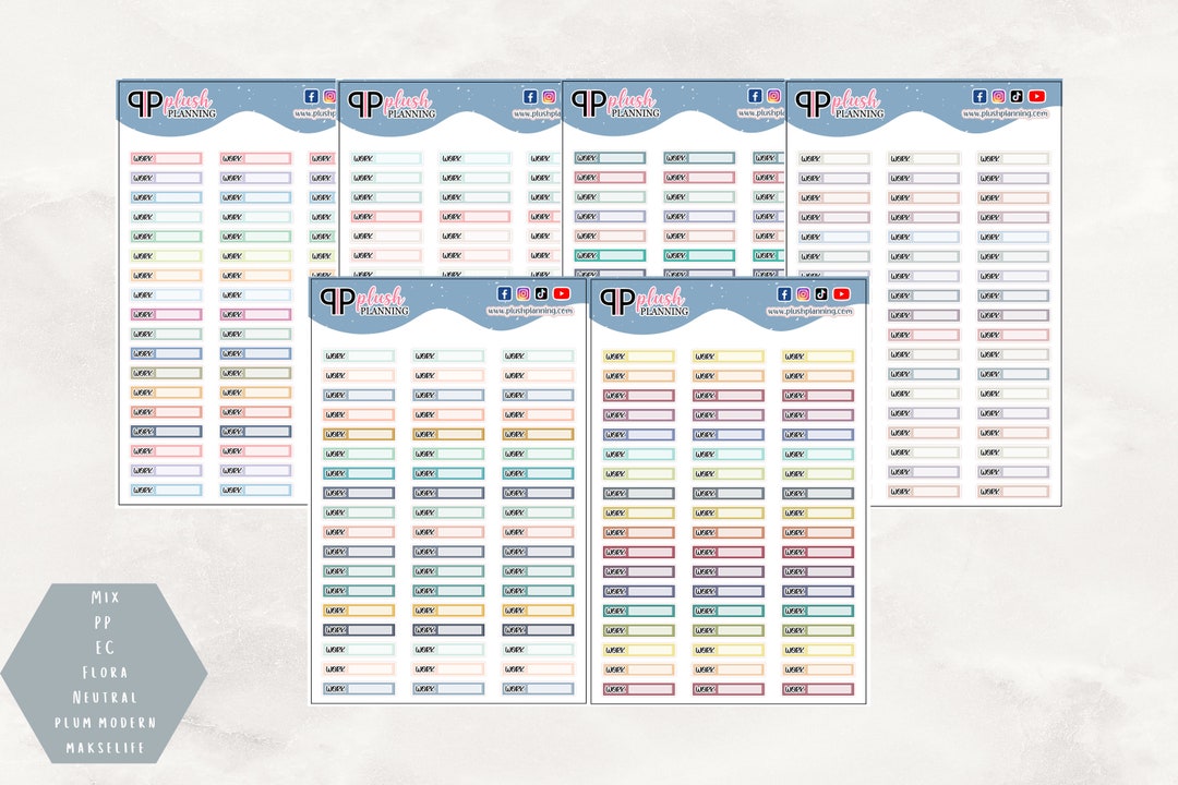 Writable Work Label Tracker Planner Stickers, Mix Colors, PP Colors, EC ...