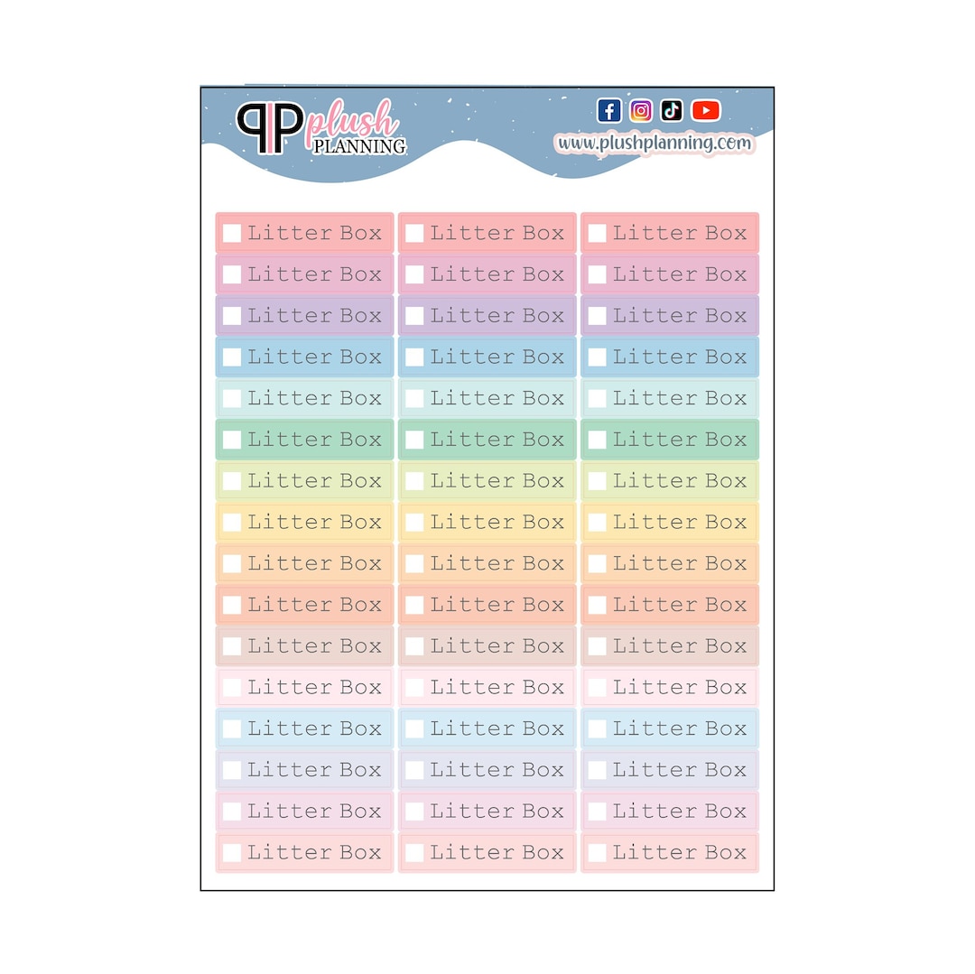 Litter Box Checklist Tracker Planner Stickers, Functional Stickers ...