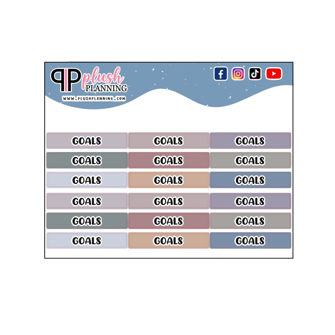 Goals Script Planner Stickers, Dreamy Colors, Weekly Check Up - Etsy
