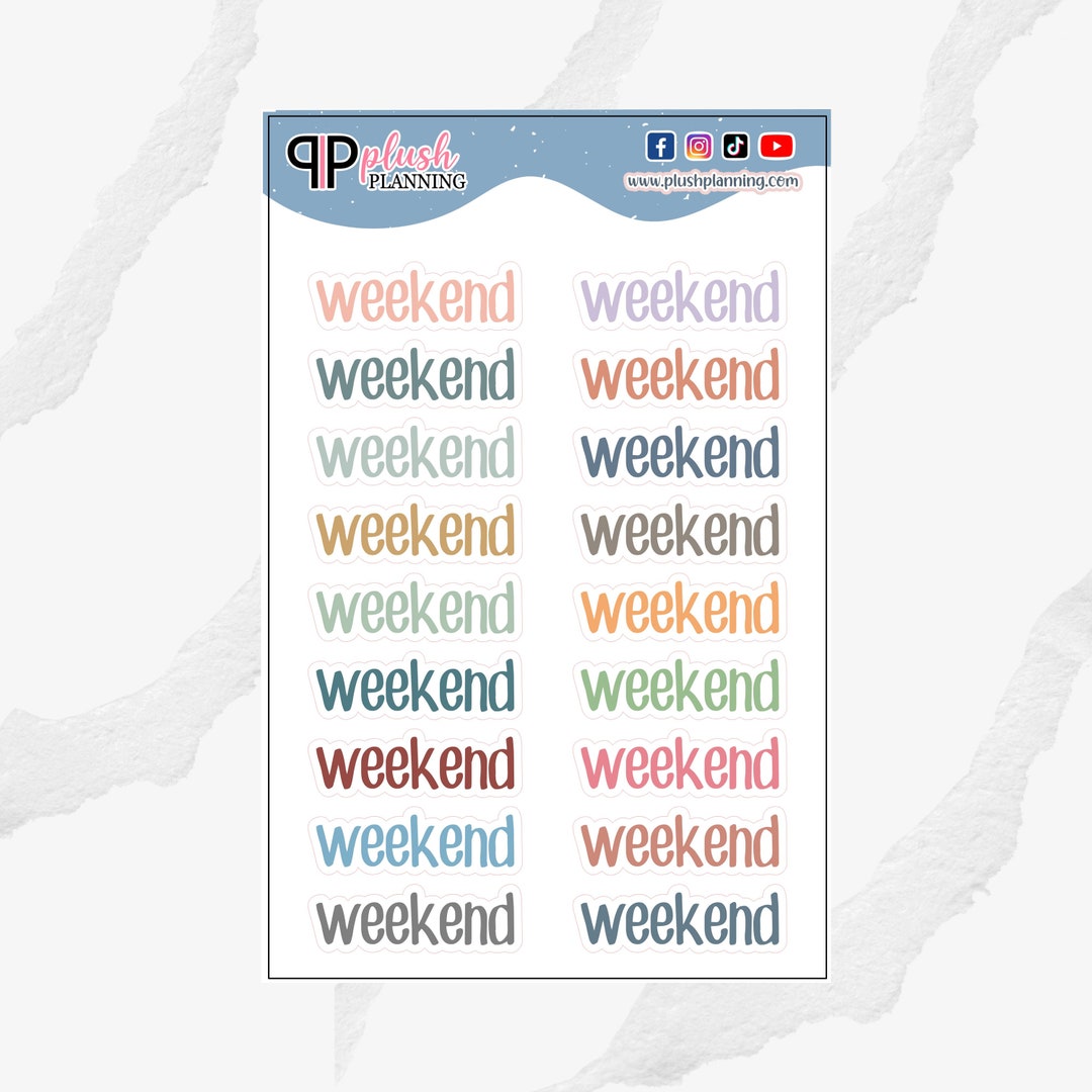 WEEKEND Handwritten Font Script Planner Stickers, Functional Stickers ...