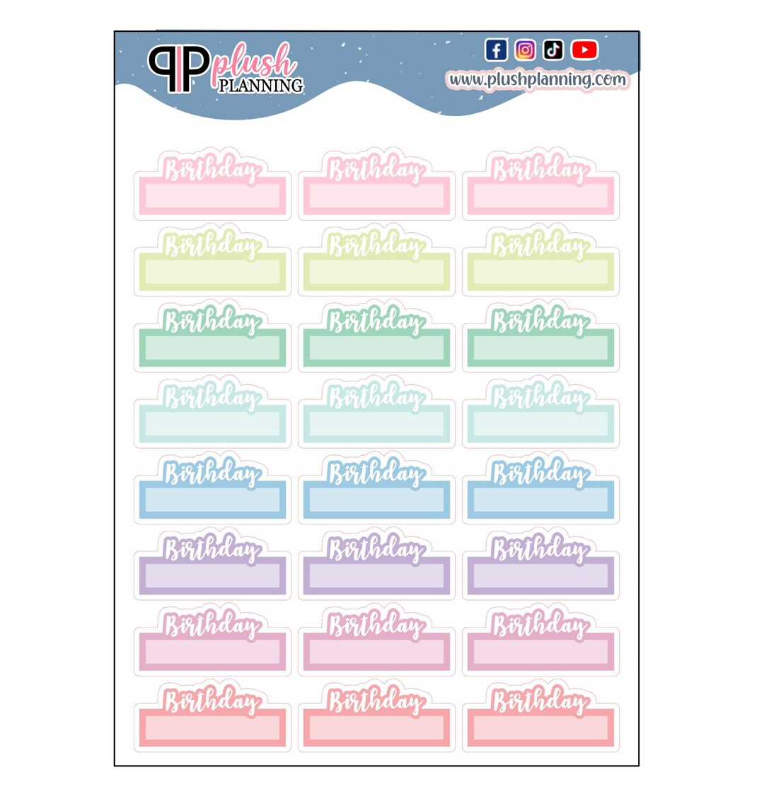 Happy Birthday Script Planner Stickers, Cursive Reminders, Tracker - Etsy