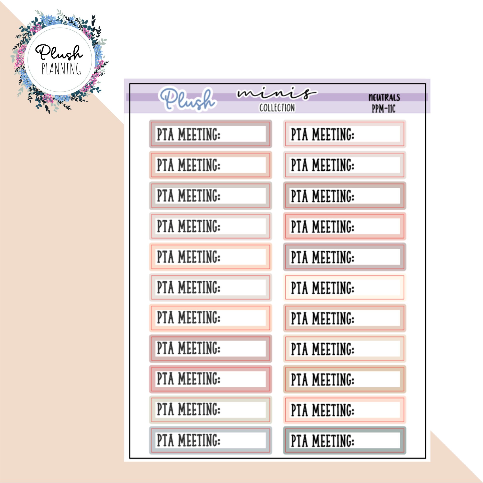 PTA Meeting Label Tracker Planner Stickers Black Mix Colors - Etsy UK