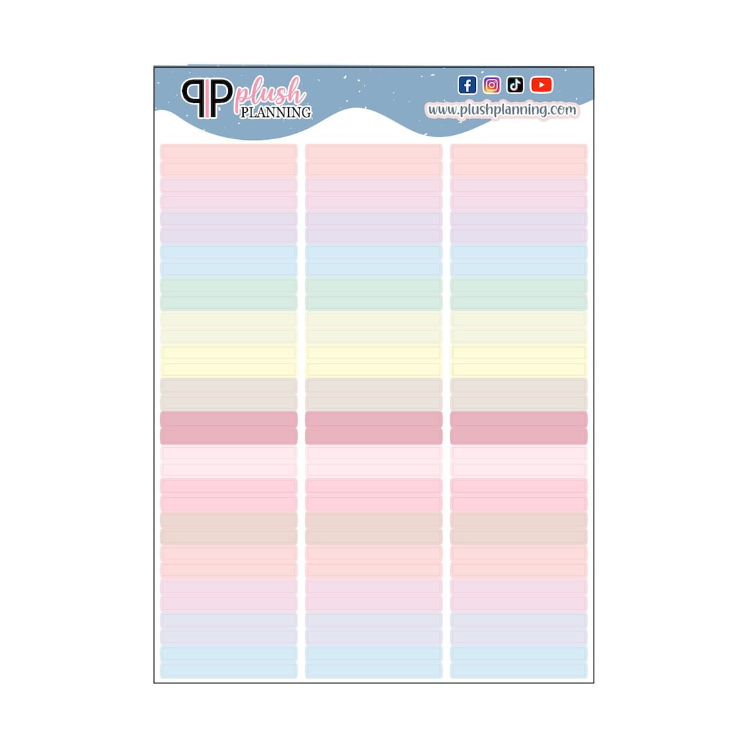 Pastel Skinny Dividers Planner Stickers, Scrapbooking Stickers - Etsy