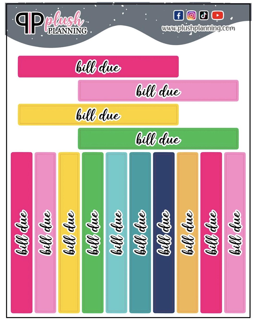 Bill Due Label Block Planner Stickers - Emily Ley Simplified Colors ...