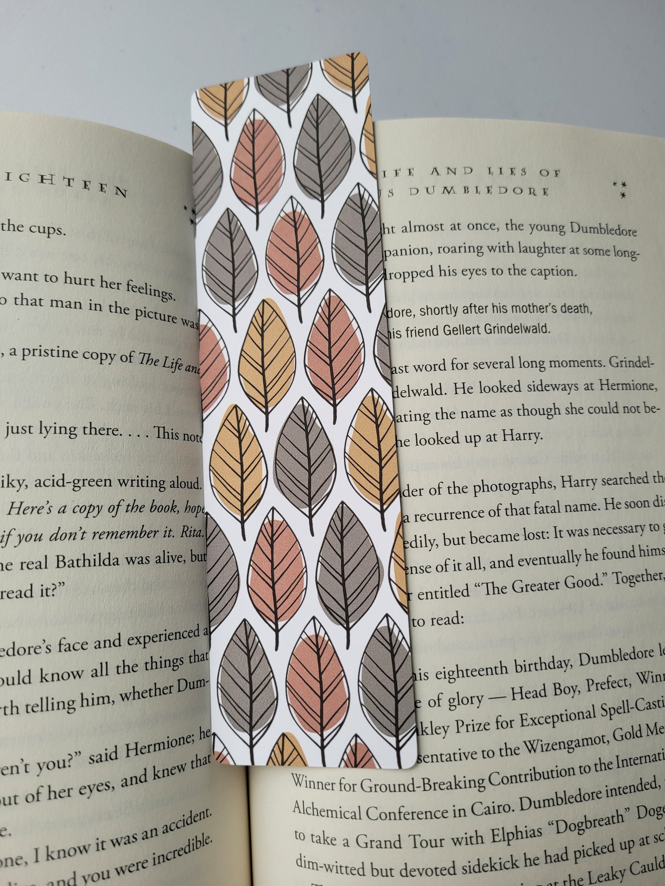 Neutral Leaves Pattern Bookmark Rounded Corners - Etsy