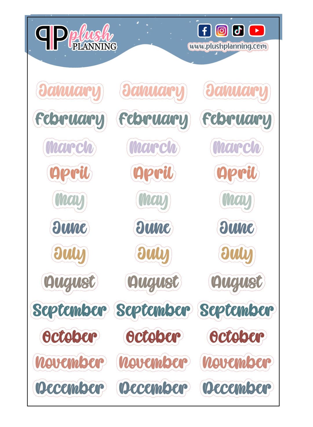 Months of the Year Planner Stickers, Cursive Font Collection - Etsy