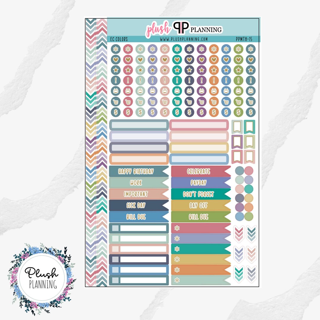 8.5x11 EC Planner Stickers, Sticker Pack, EC Icons, Label Stickers ...